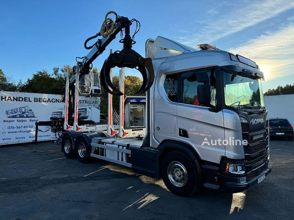 Scania R730 V8 6X4, Retarder, Timber-truck + Crane, 2020 kamion za prevoz drva