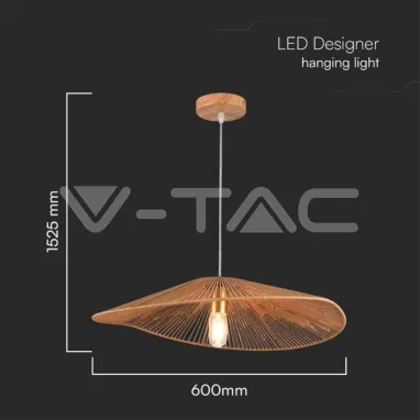 Drveni luster sa abažurom od kanapa V-TAC