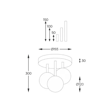 Plafonska svetiljka Ali 3xG9 ZUMA LINE