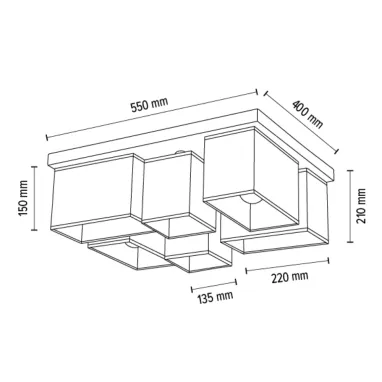 Plafonska svetiljka Paloma 6xE27 crna BRITOP