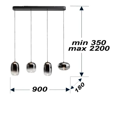 LED luster Onice crni linijski SCHULLER