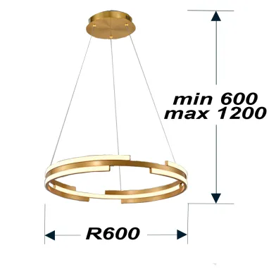 LED dimabilni luster Ciclos 52W zlatni SCHULLER
