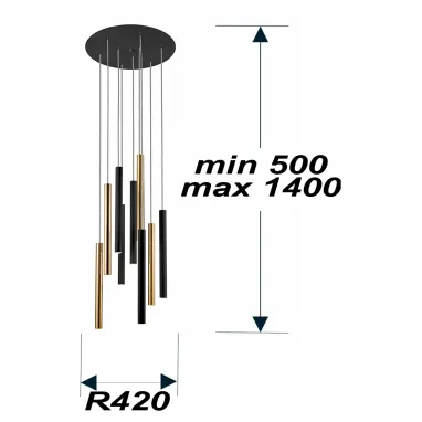 LED visilica Varas crno-zlatne dimabilna SCHULLER