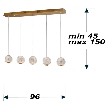 LED luster Austral 5 kugli linijski SCHULLER