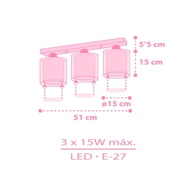 Dečija plafonska lampa jednorozi 3xE27 DALBER