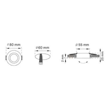 Ugradna rozetna okrugla crna Finn ZUMA LINE