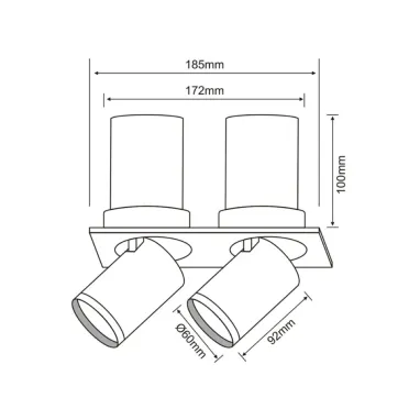 Ugradna izvlačeća svetiljka 2xGU10 crna DL240