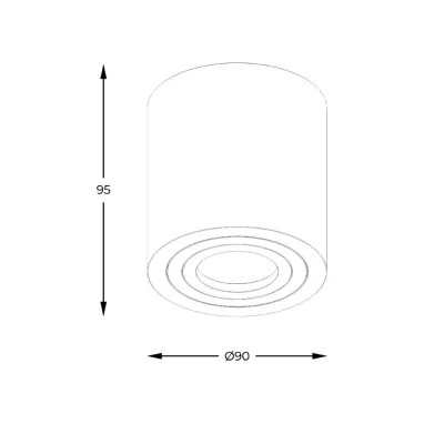 Nadgradna plafonska rozetna Rondip u IP zaštiti crna okrugla Zuma Line