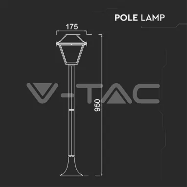 Baštenska stubna svetiljka 1xE27 crna V-TAC