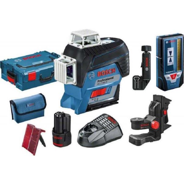 BOSCH Linijski laser+BM 1 nosač sa 1x2.0Ah 12V akumulatorom i punjačem BT 80m GLL 3-80 C+BM 1+LR 7