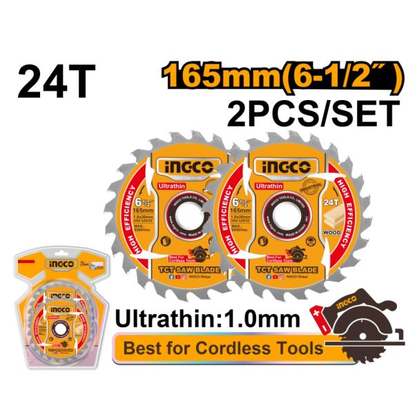 Set lista testere za drvo TSB1653 165 mm 24T SUPER INGCO