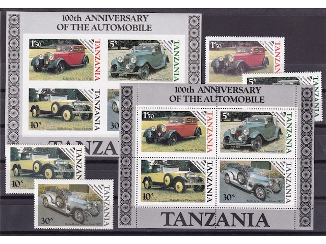 1986 Tanzanija 100god auta 2 bloka+serija (7880)