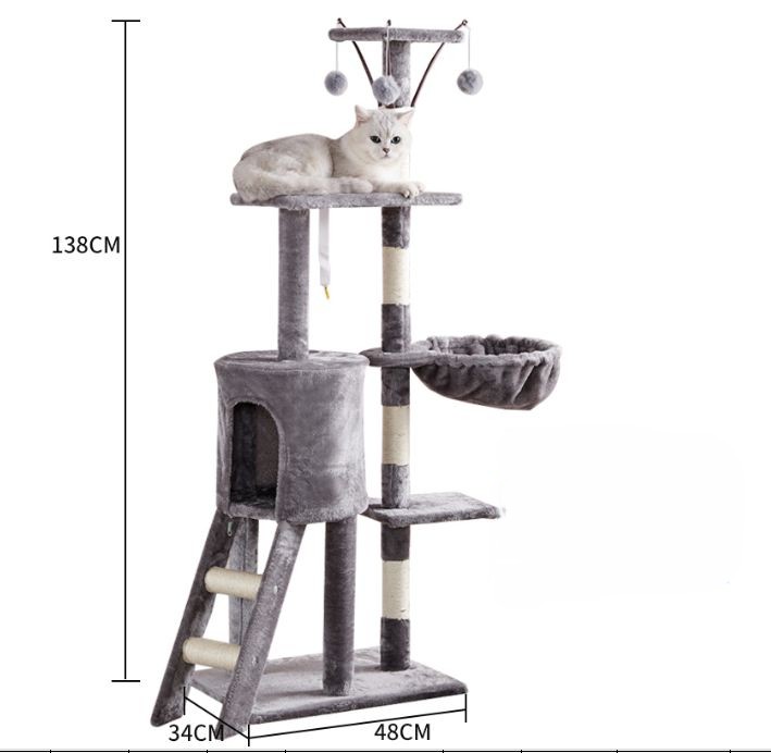 Grebalica za mačke sa merdevinama Svetlo Siva 48x34x138 cm