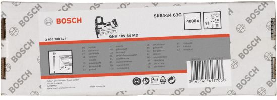 Bosch završni ekser, pocinkovani SK64-34 63 mm, pakovanje 4000kom (2608200524)