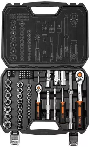 Set nasadnih ključeva, 73 dela, 1/2, 1/4, CrV