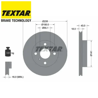 Kočioni diskovi prednji par 1.0-1.5 Toyota Echo Platz Vios Yaris 04-08 TEXTAR