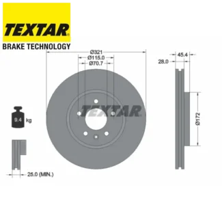 Kočioni diskovi prednji par 1.5-2.0D OPEL INSIGNIA B 03-19 TEXTAR