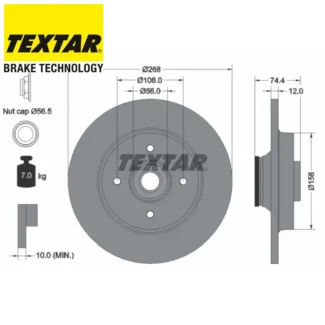 Kočioni diskovi zadnji par DS 4 DS 5 CITROEN BERLINGO 02-19 TEXTAR