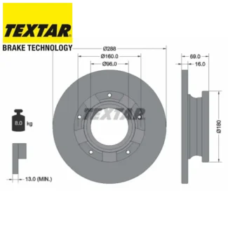 Kočioni diskovi zadnji par 1.0H-2.2D FORD TOURNEO CUSTOM TRANSIT CUSTOM 12-23 TEXTAR