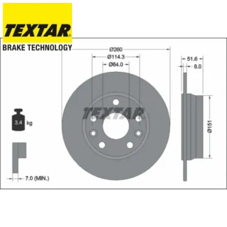 Kočioni diskovi zadnji par 1.0-1.8 NISSAN JUKE RENAULT CAPTUR MEGANE 11-23 TEXTAR