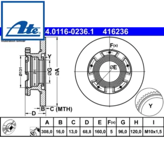 Kočioni diskovi zadnji par FORD TOURNEO CUSTOM TRANSIT CUSTOM TRANSIT 12- ATE
