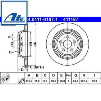 Kočioni diskovi zadnji par FORD GALAXY III S-MAX EDGE 01-15 ATE