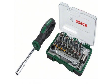 BOSCH zeleni alat 27-delni set bitova sa rašpom i ručnim zavrtačem 2607017331
