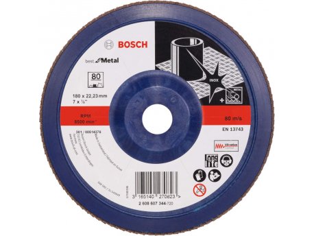 BOSCH Lamelni brusni disk X571, Best for Metal Prečnik 180 mm; granulacija 80, ravni - 2608607344