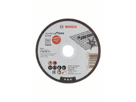 BOSCH plavi alat Rezna ploča ravna Standard for Inox - Rapido 2608603171, WA 60 T BF, 125 mm, 22,23 mm, 1,0 mm