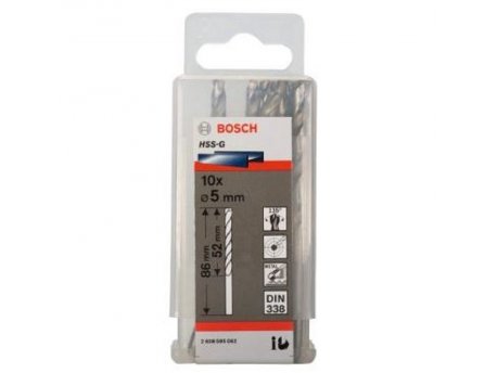 BOSCH Burgija za metal HSS-G, DIN 338 5 x 52 x 86 mm pakovanje od 10 komada