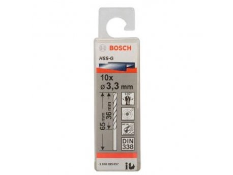 BOSCH Burgija za metal HSS-G, DIN 338 3,3 x 36 x 65 mm pakovanje od 10 komada