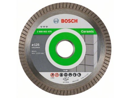 BOSCH Dijamantska rezna ploča Best for Ceramic Extra-Clean Turbo 2608602479, 125 x 22,23 x 1,4 x 7 mm