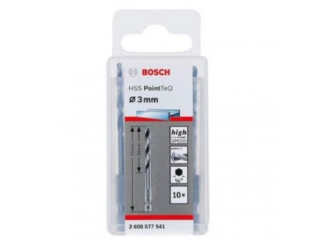 BOSCH HSS spiralna burgija PointTeQ 3,0 mm sa šestougaonim HEX prihvatom pakovanje od 10 komada