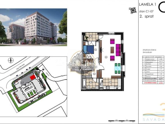 SavAda3, 2-soban stan, 69.90m2