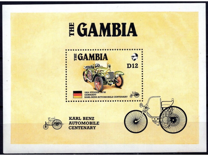 Gambia 1986. Blok br. 635, Karl Benz Automobile