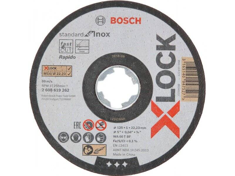 BOSCH X-LOCK STANDARD FOR INOX 125X1X22,23 MM ZA RAVNO SEČENJE – PAKOVANJE 10 KOMADA (2608619267)