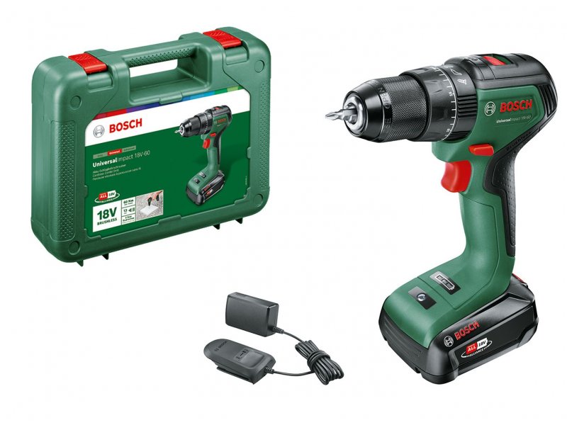 BOSCH AKUMULATORSKA VIBRACIONA BUŠILICA UNIVERSALIMPACT 18V-60 1×2,0 AH 06039D7101