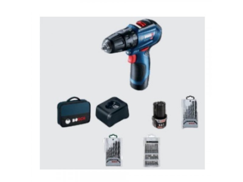 BOSCH PLAVI ALAT GSR 12-30 AKUMULATORSKI ODVRTAC + 39-DELNI SET PRIBORA