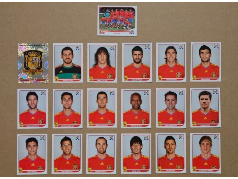 WC South Africa 2010 Panini - Kompletan tim Španije