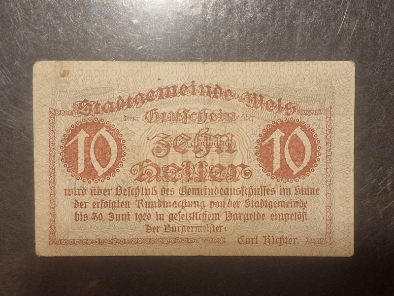 Austrija 10 Hellera 1920 Wels