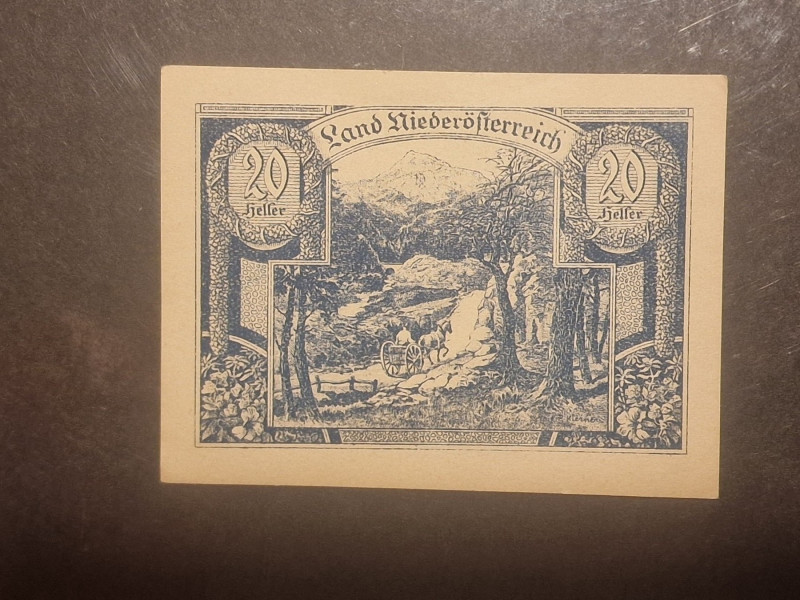 Austrija 20 Hellera 1920 Niederösterreich aUNC RR