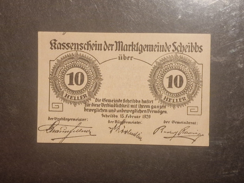 Austrija 10 Hellera 1920 Scheibbs UNC RRR