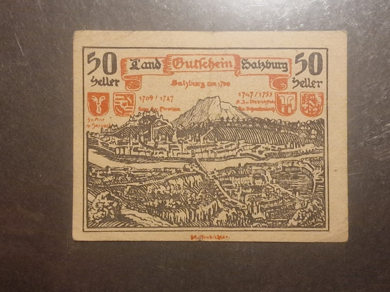 Austrija 50 Hellera 1920 Salzburg Ređa
