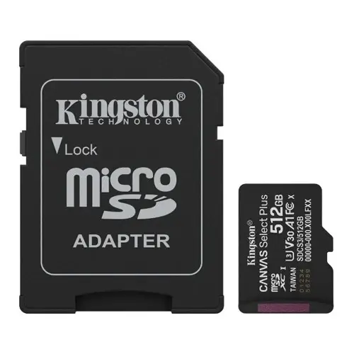 MICRO SD CARD 512GB KINGSTON + SD ADAPTER SDCS3/512GB CLASS 10