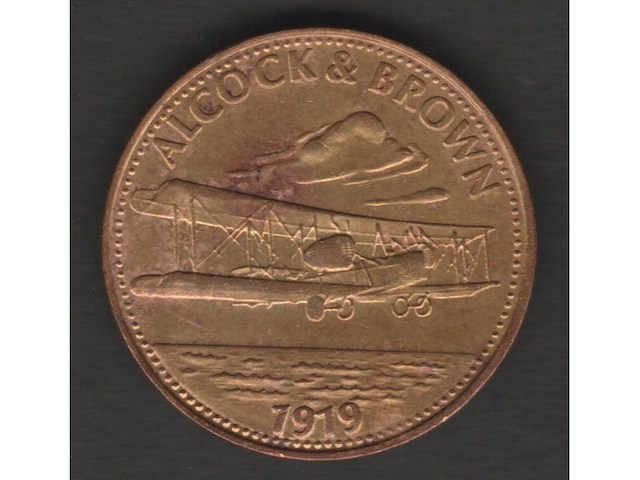 Žeton, Shell Token - Man in Flight- Alcock &; Brown-1969