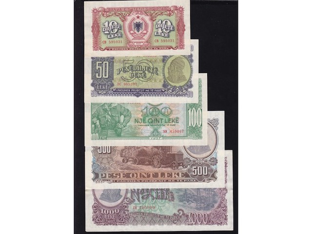 ALBANIJA --- 10, 50, 100, 500,1000 LEKE 1957 - XF/UNC -