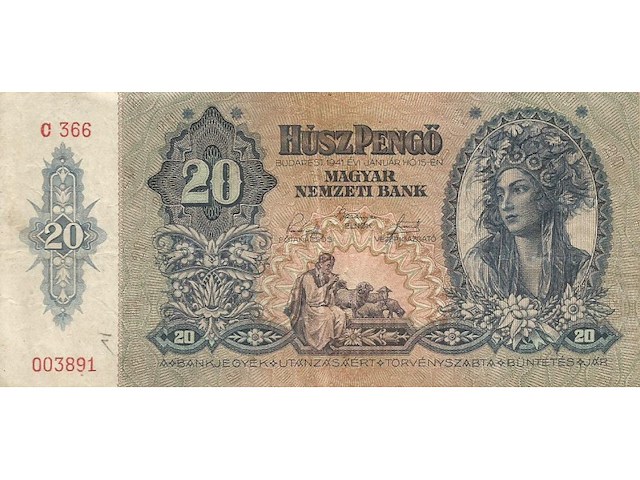 Madjarska 20 pengo 1941.