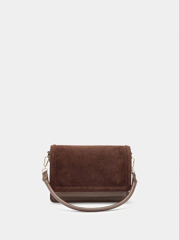 CROSSBODY BAG WITH FLAP AND LEATHER DETAILS
