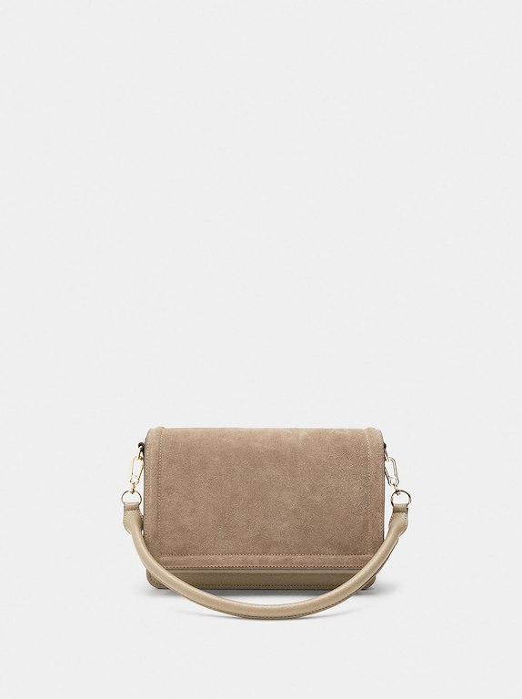 CROSSBODY BAG WITH FLAP AND LEATHER DETAILS