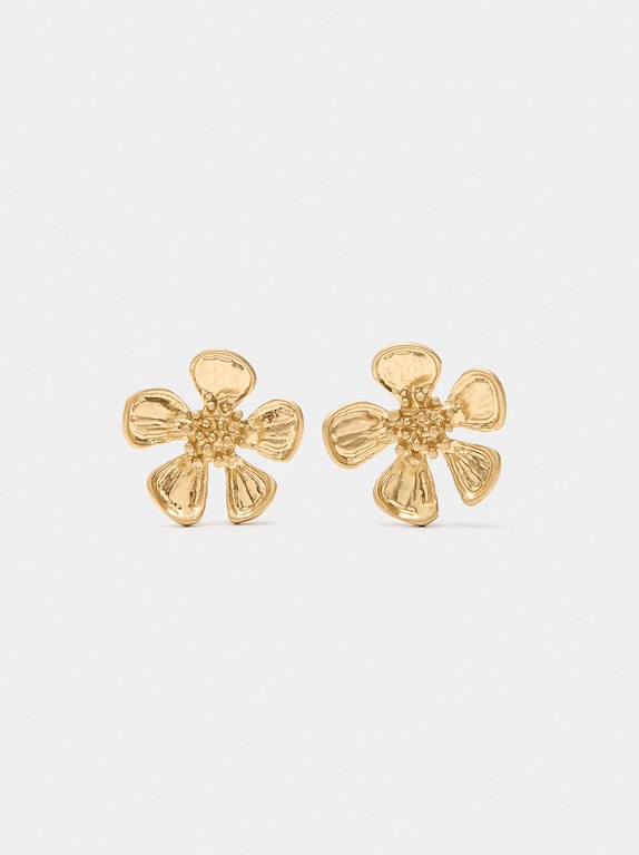 FLOWER EARRINGS WITH EMBOSSED DETAIL